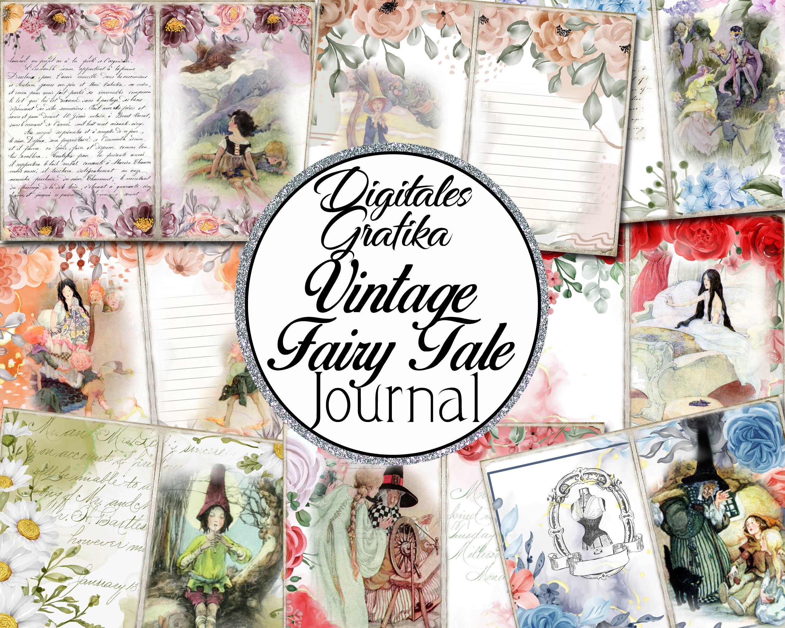 VINTAGE FAIRY TALE Journal Kit Pages Envelopes Fairy Paper - Etsy