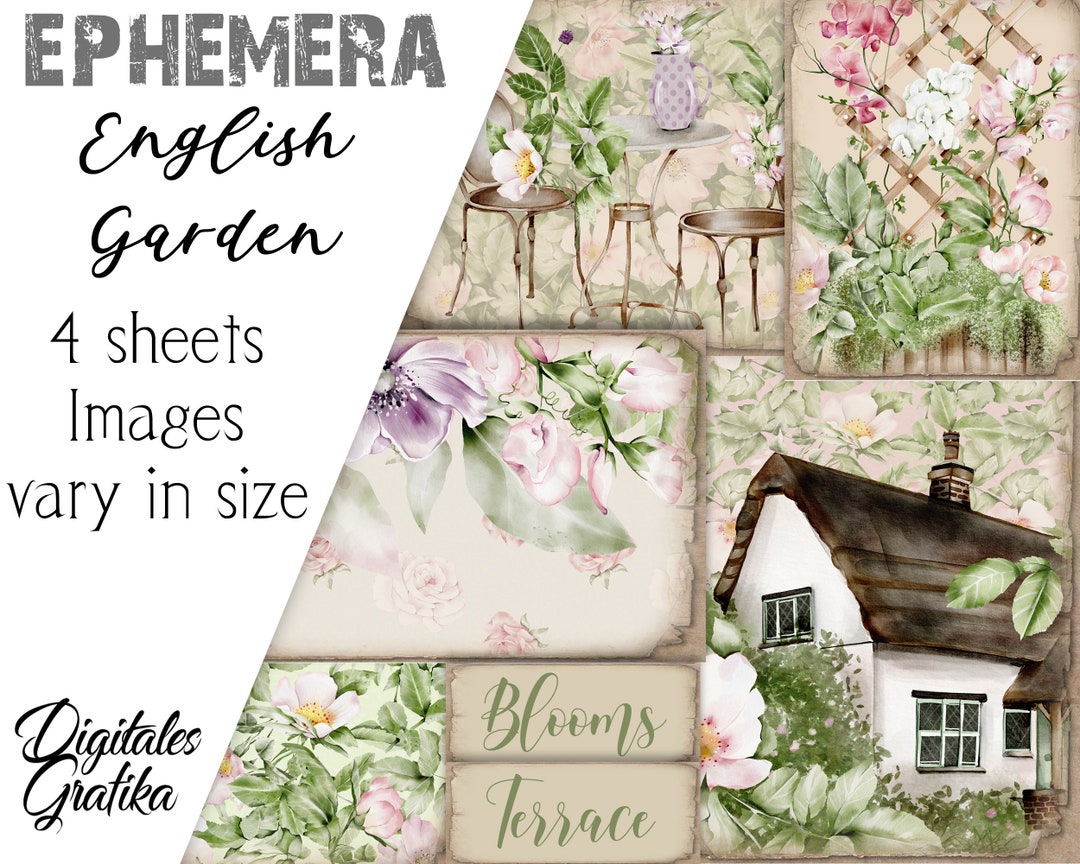 ENGLISH COUNTRY GARDEN Journal Ephemera, Junk Journal Ephemera ...