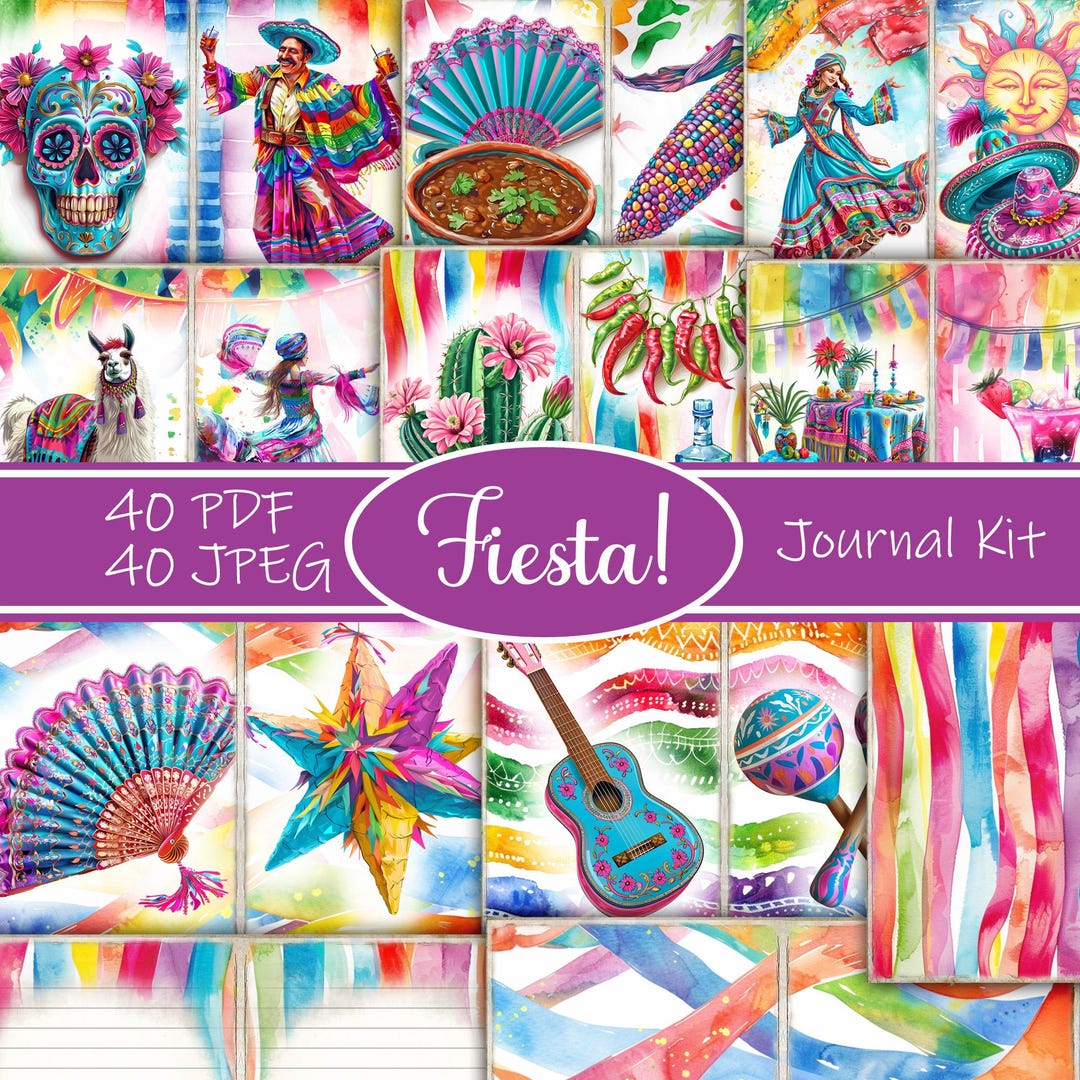Fiesta Junk Journal Kit: Mexican Theme, Printable Pages (PDF & JPEG) - Etsy