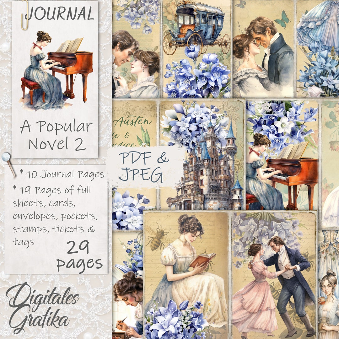 A Popular Novel 2 Junk Journal Kit, Vintage Journal, Book Journal ...