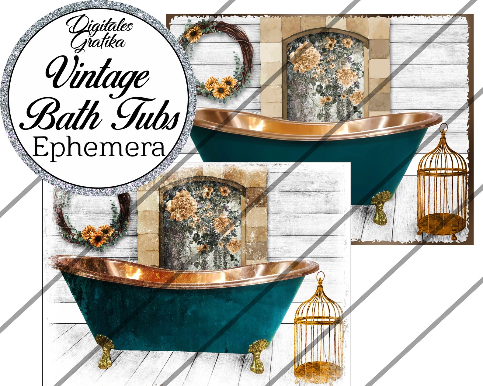 VINTAGE BATH TUB Ephemera Cards Journal Ephemera Printable - Etsy
