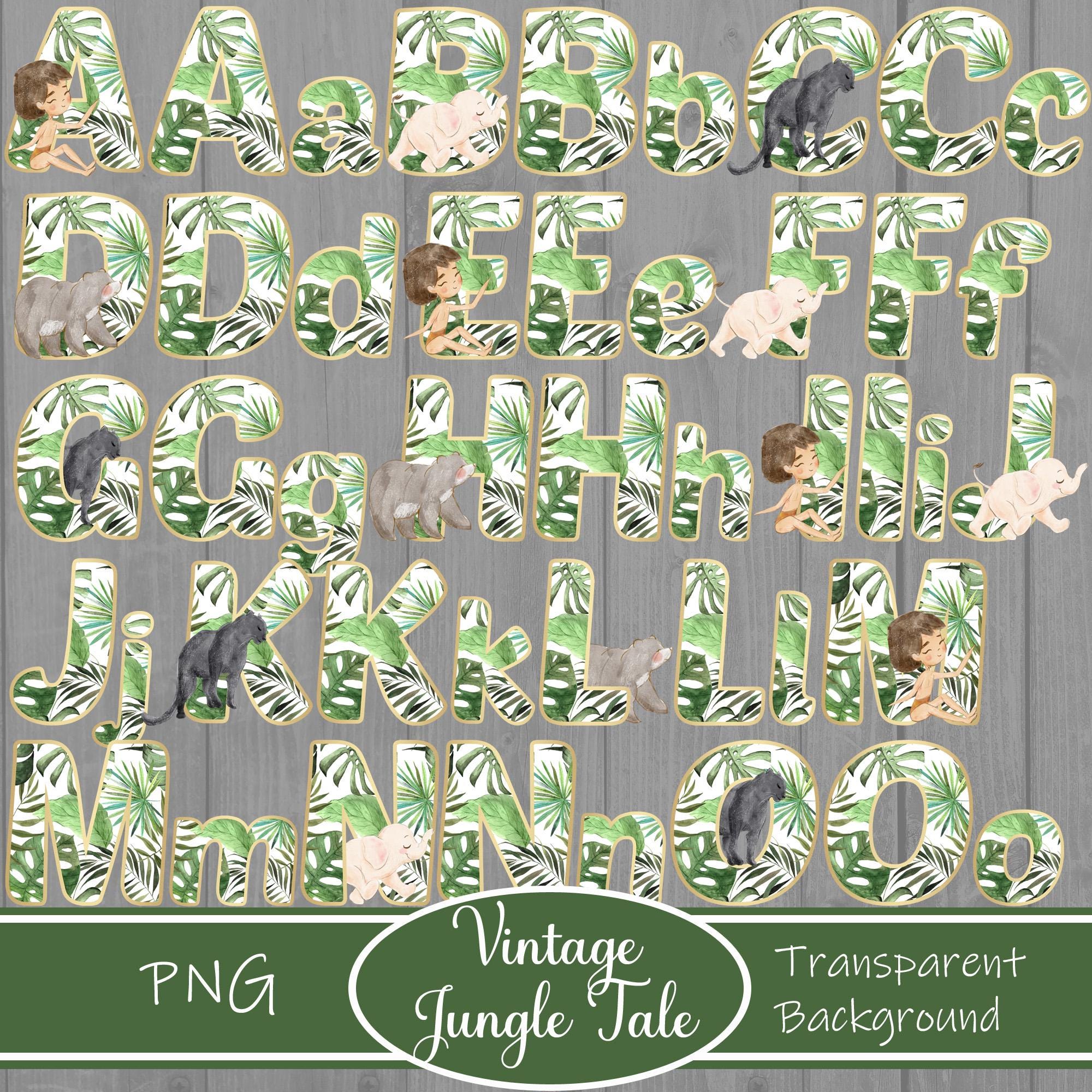 Vintage Jungle Alphabet Clip Art: Printable PNG Letters (instant ...