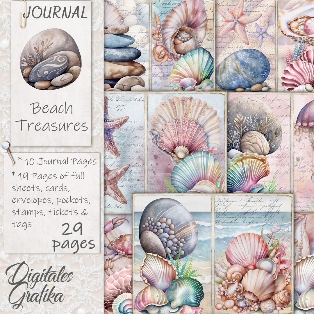 BEACH TREASURES JOURNAL Kit, Ocean Junk Journal, Journal Pages, Full ...