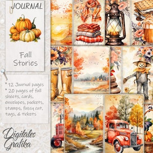 FALL STORIES JOURNAL Kit, Vintage Junk Journal, Journal Pages, Full ...