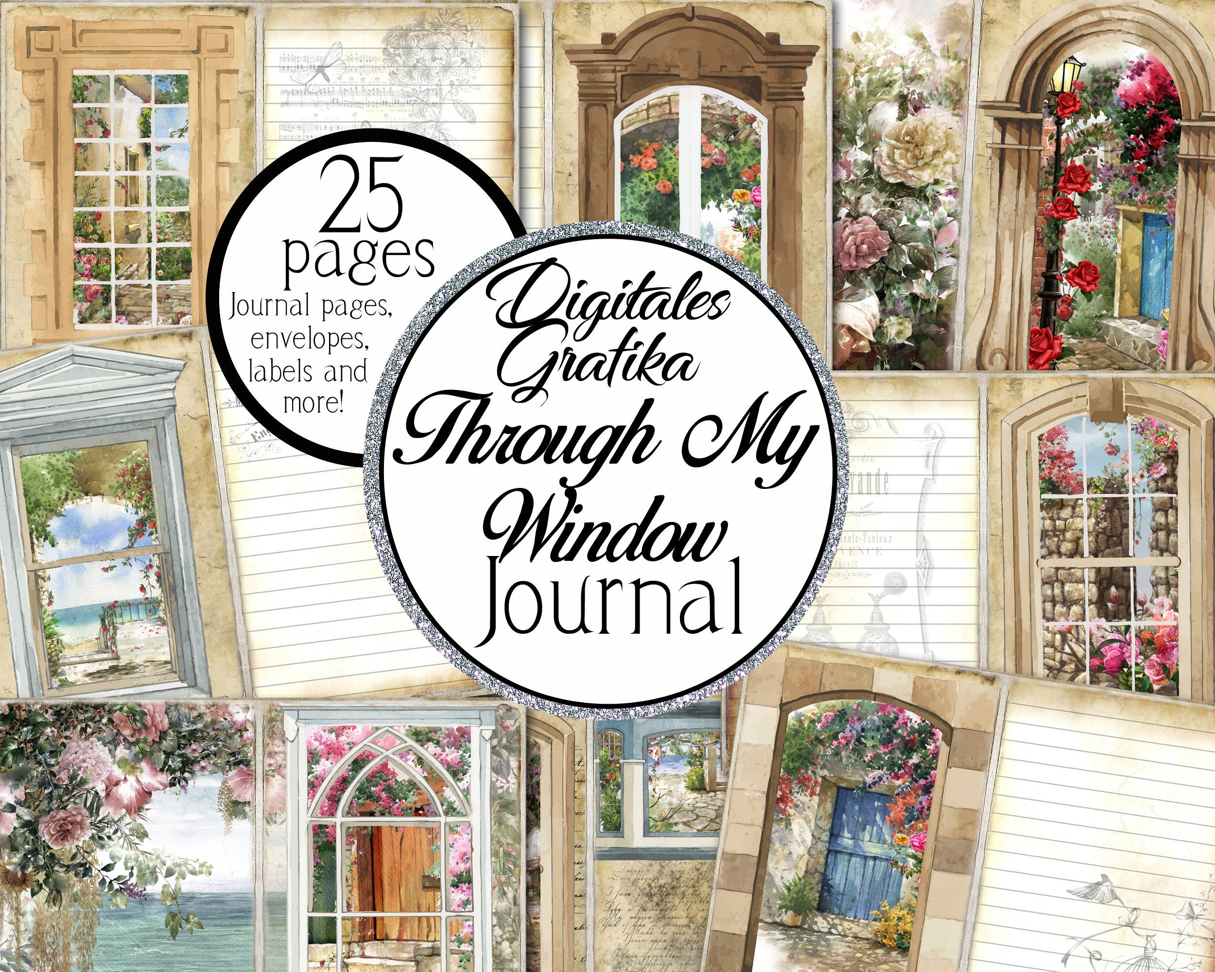 Through My Window Digital Journal Kit Garden Junk Journal - Etsy