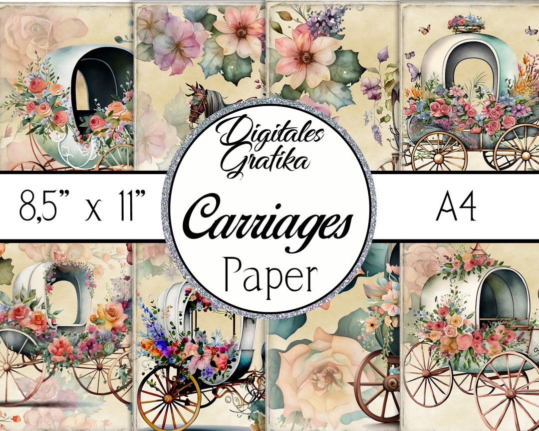HORSE CARRIAGE PAPER Pack Vintage Scrapbook Paper Carriage - Etsy