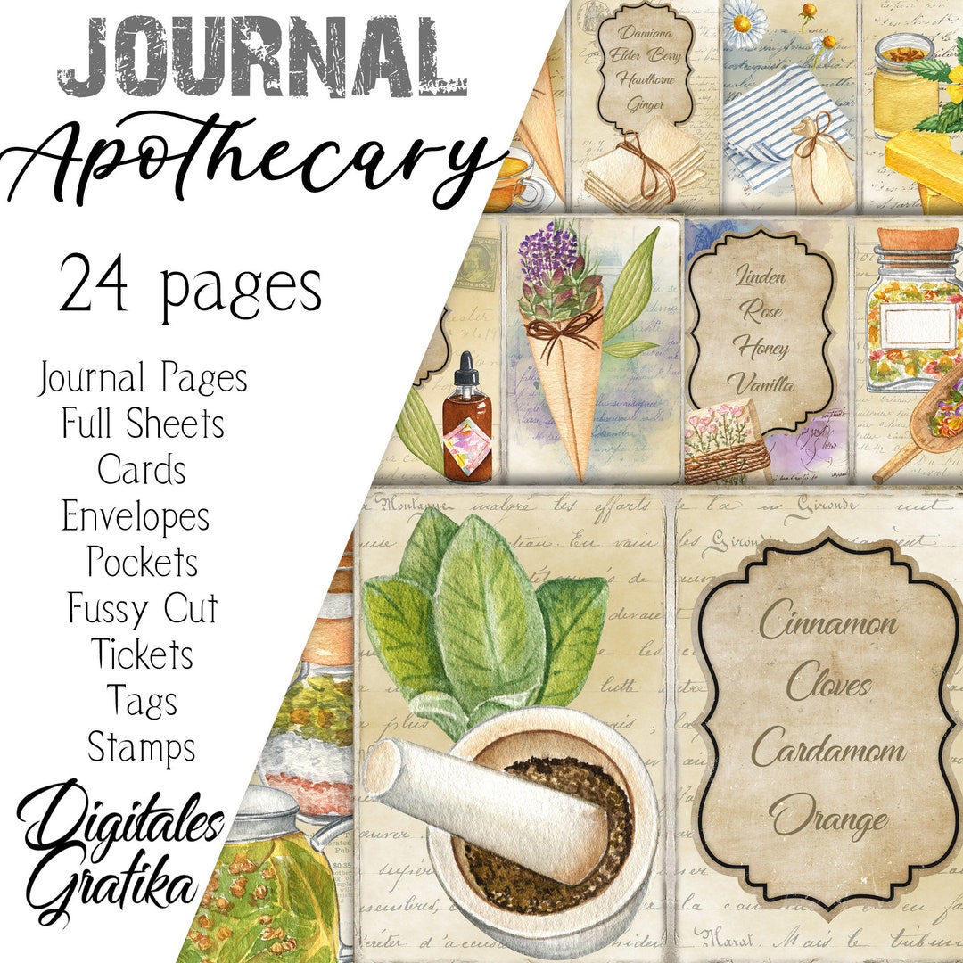 APOTHECARY JOURNAL KIT Herb Journal Pages Envelopes - Etsy