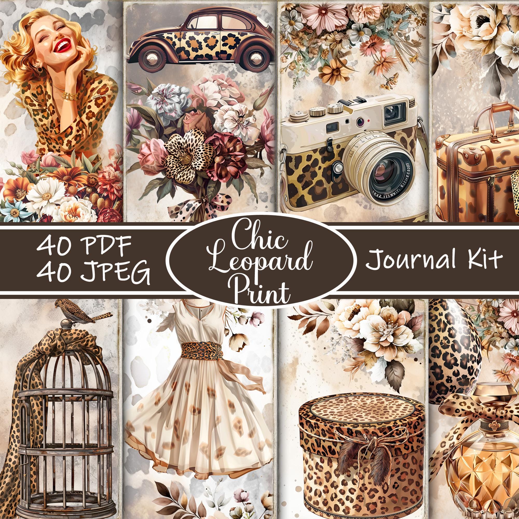 Leopard Print Junk Journal Kit: Fashion Ephemera (PDF & JPEG) - Etsy