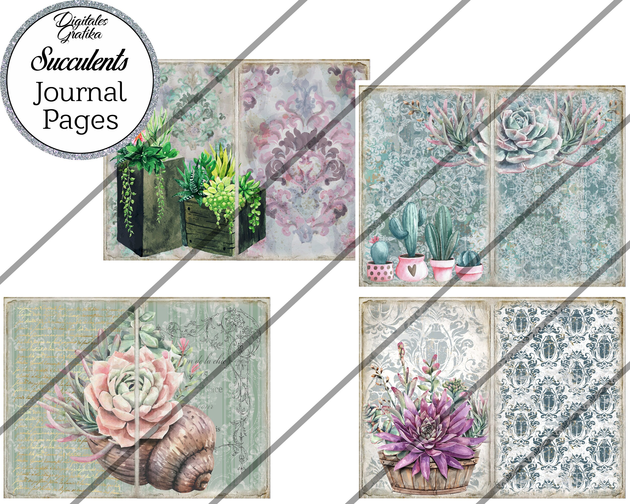 SUCCULENTS JOURNAL PAGES Instant Download Printable Junk - Etsy