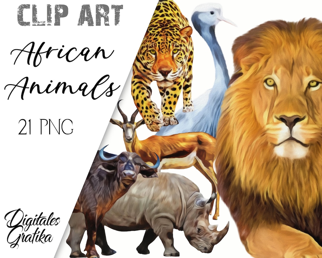 WATERCOLOR AFRICAN ANIMALS Clip Art, African Clip Art, Animal Clip Art ...