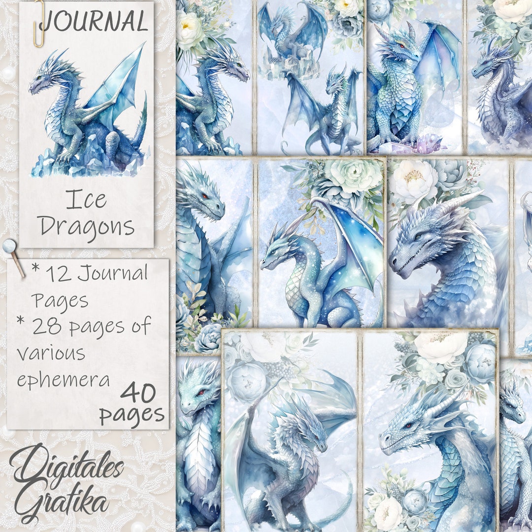 ICE DRAGONS JOURNAL Kit, Blue Dragons Journal, Journal Pages, Full ...