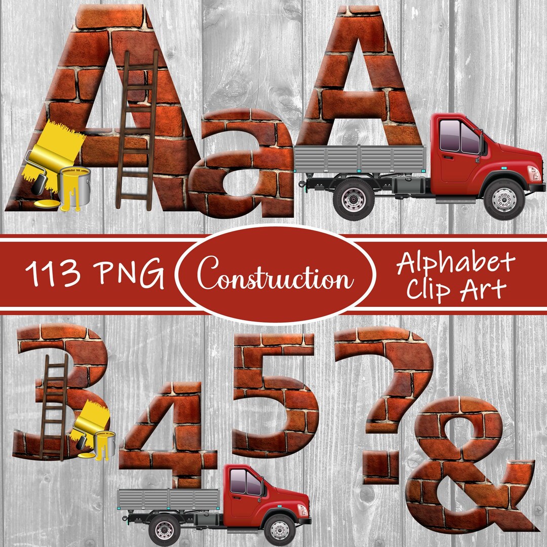 Construction Alphabet Clip Art, Instant Download, Printable Alphabet ...