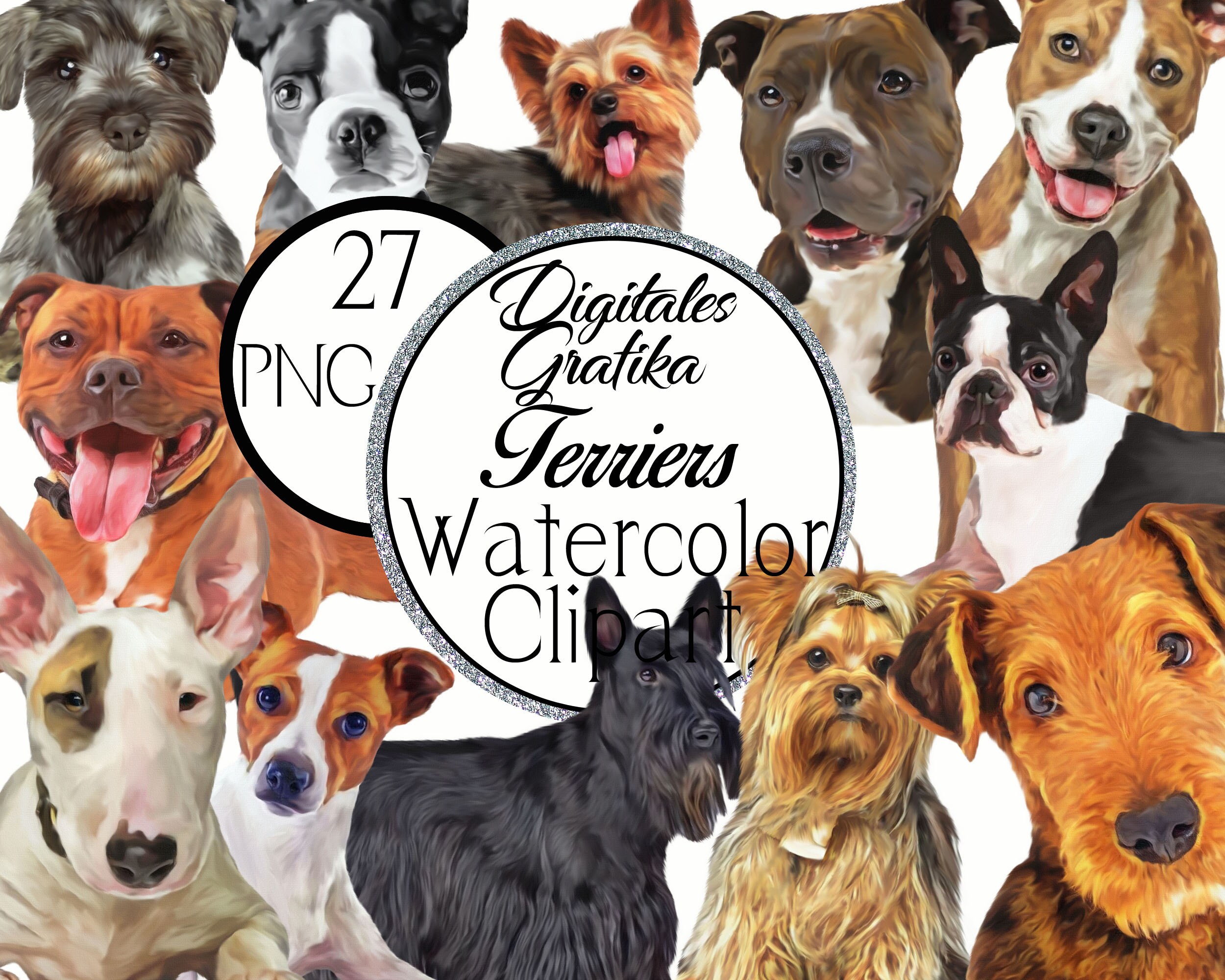 WATERCOLOR TERRIER CLIPART Dog Clip Art Animal Clip Art - Etsy