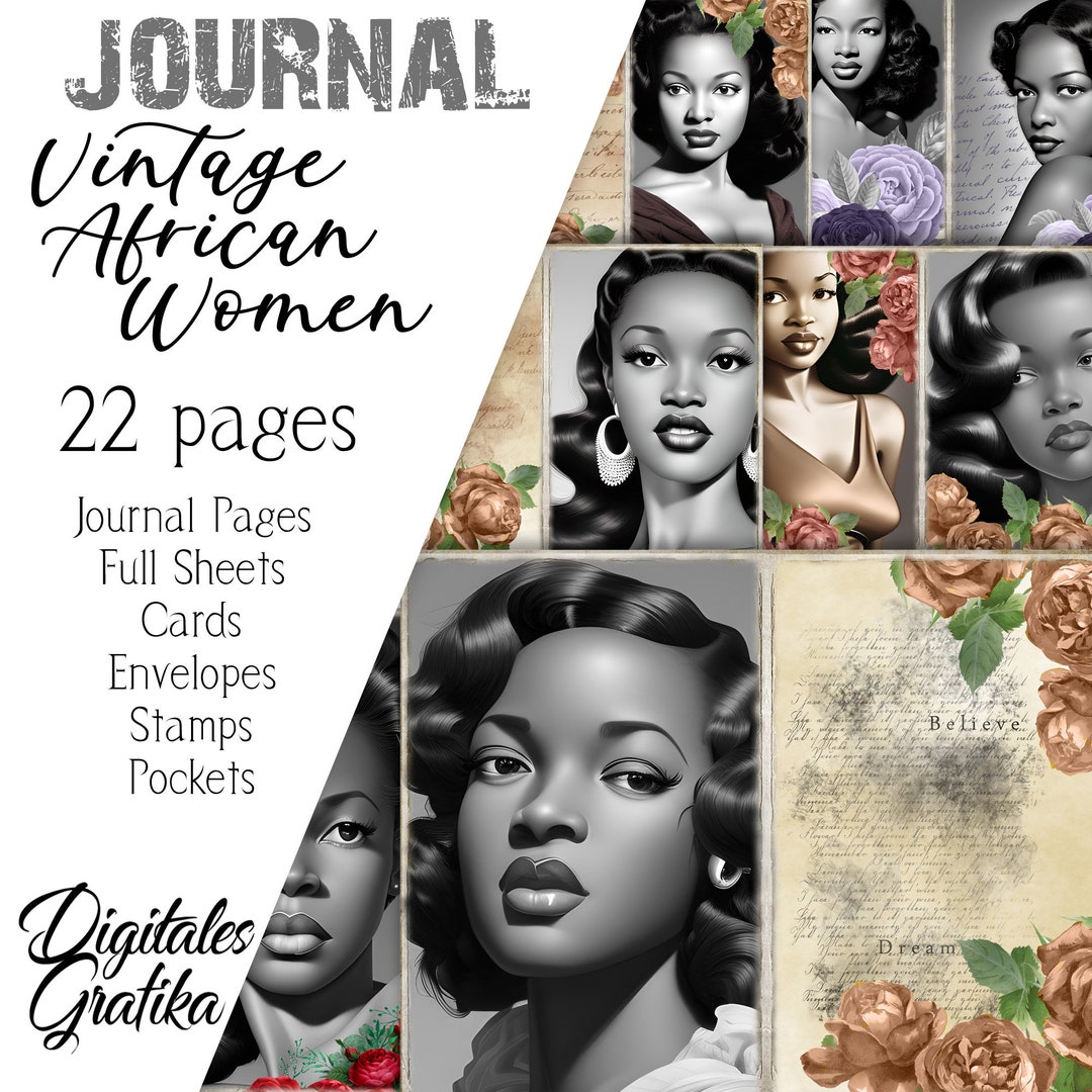 VINTAGE AFRICAN WOMEN Journal Kit, African American Pages, Envelopes ...