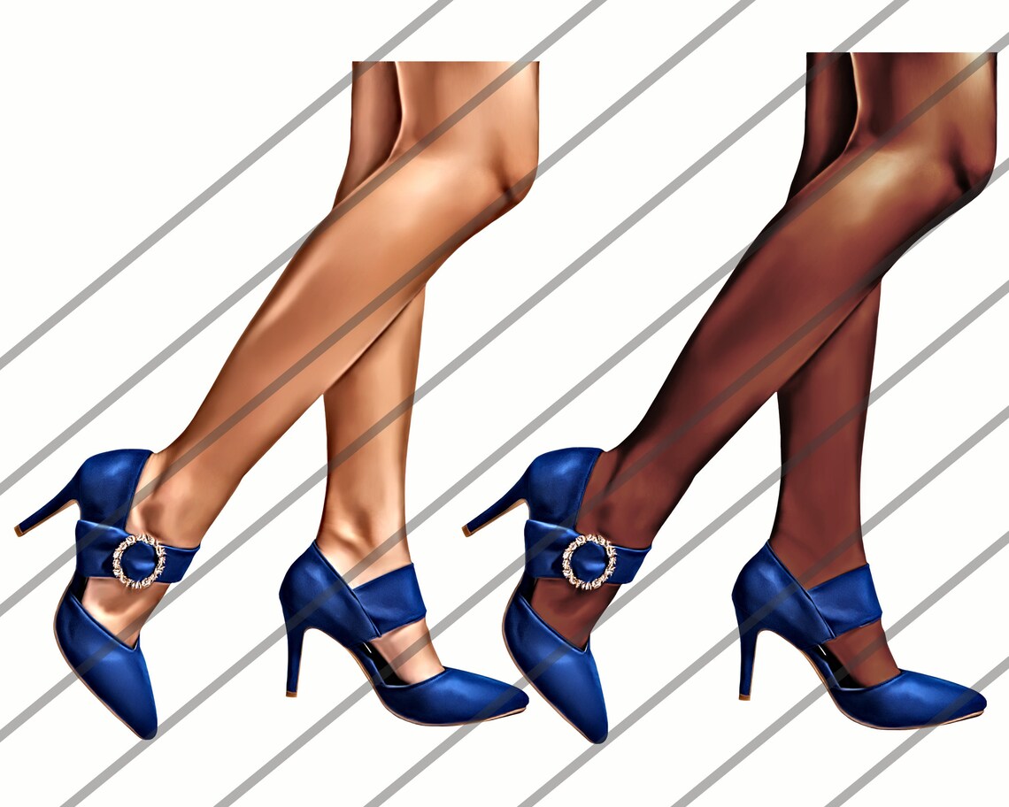 SHADES of BLUE FASHION Clipart High Heels Clip Art Blue - Etsy