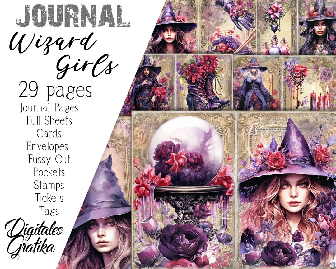 WIZARD GIRLS JOURNAL Kit Magic Junk Journal Journal Pages - Etsy