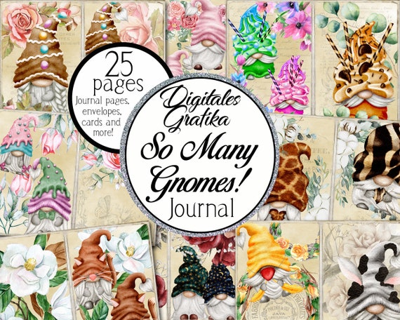 SO MANY GNOMES Journal Kit Gnomes Pages Envelopes Flowers - Etsy