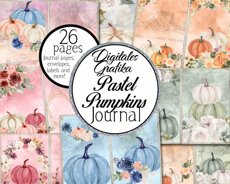 PASTEL PUMPKINS JOURNAL Kit Pages Envelopes Pumpkin Paper - Etsy