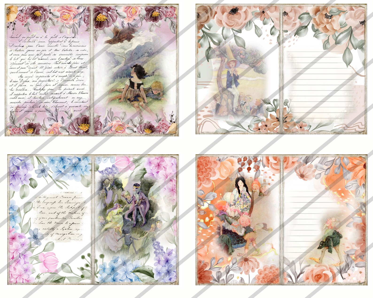VINTAGE FAIRY TALE Journal Kit Pages Envelopes Fairy Paper - Etsy