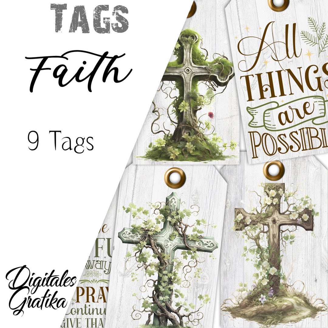 Vintage Floral Cross Gift Tags: Christian Faith (printable) - Etsy