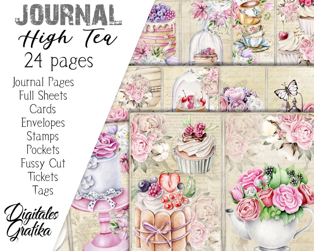 HIGH TEA JOURNAL Kit Tea Time Journal Cupcakes Flowers - Etsy