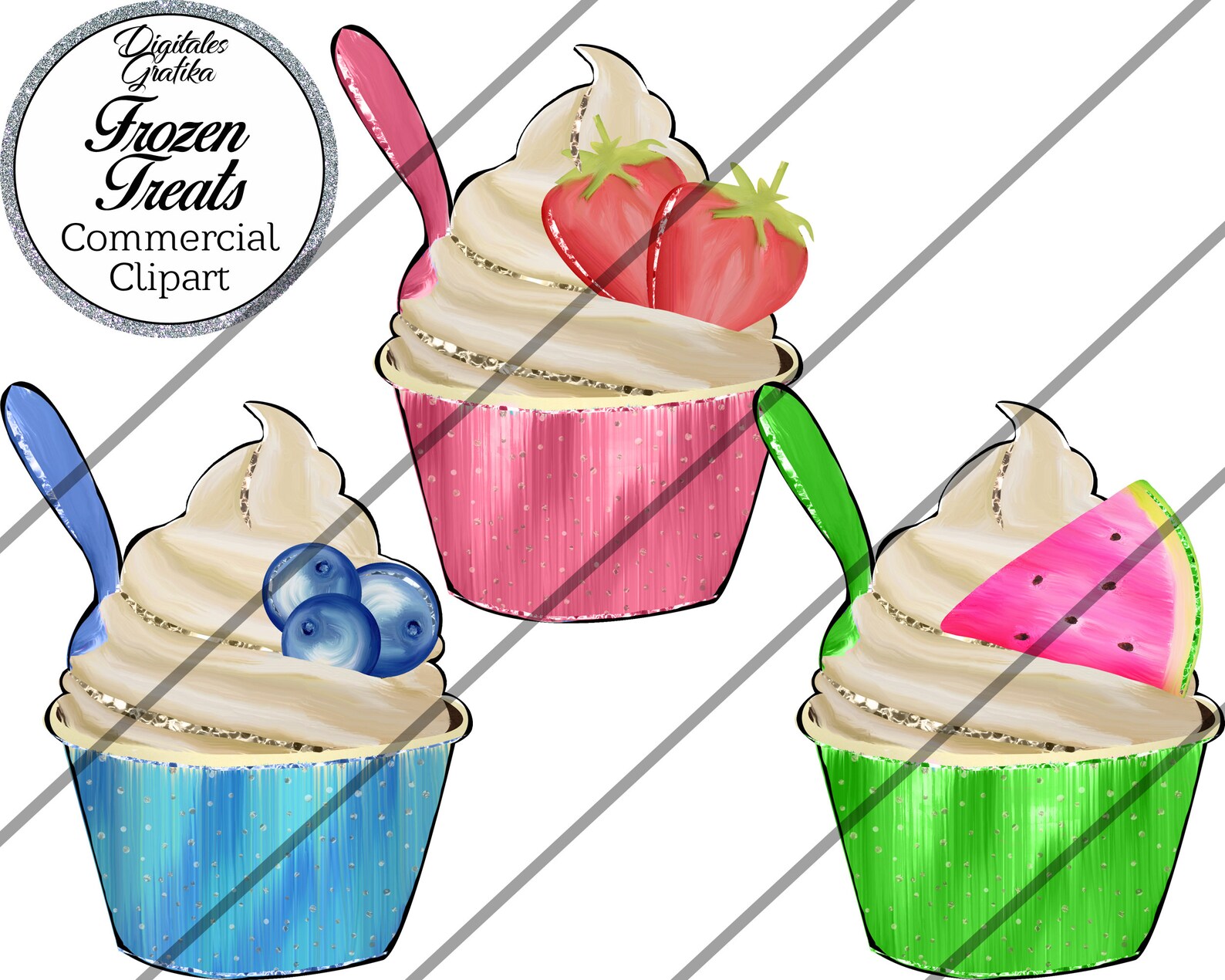 FROZEN TREATS Clipart Ice Cream Clipart Popsicle Clip Art | Etsy