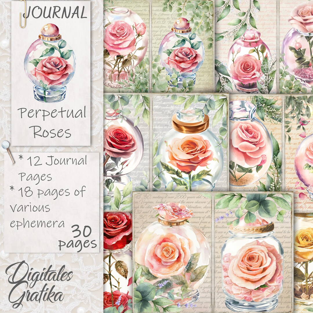 PERPETUAL ROSES JOURNAL Kit, Flower Journal, Roses, Pink Roses, Pages ...