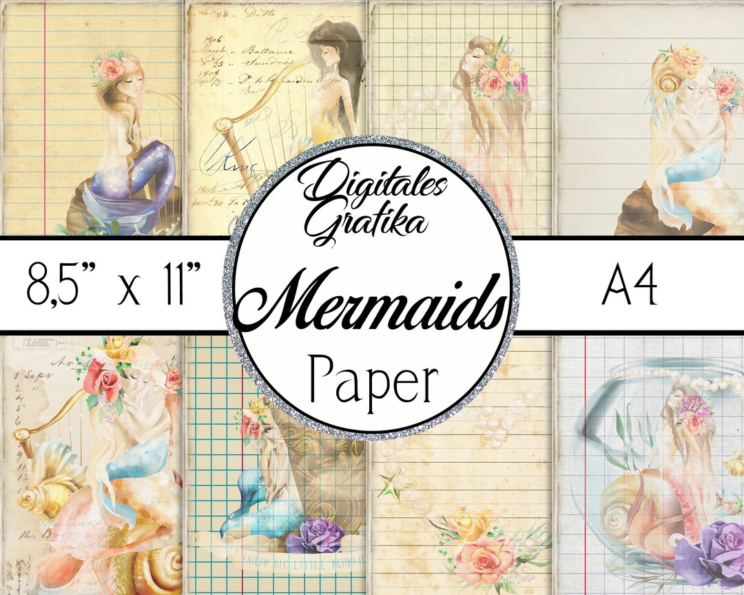 MERMAIDS PAPER PACK Mermaid Scrapbook Paper Ocean Paper Download ...