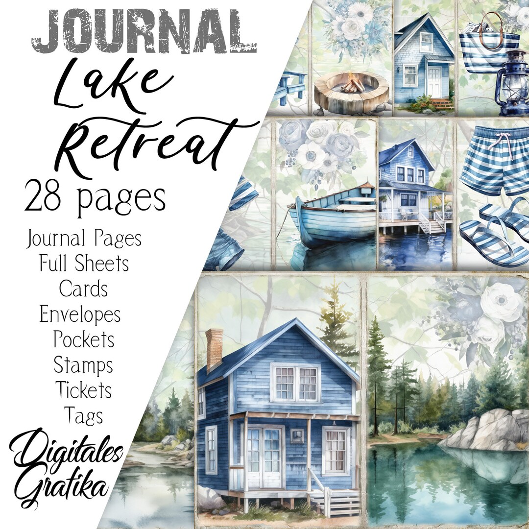 LAKE RETREAT JOURNAL Kit vintage Junk Journal Pages de - Etsy France
