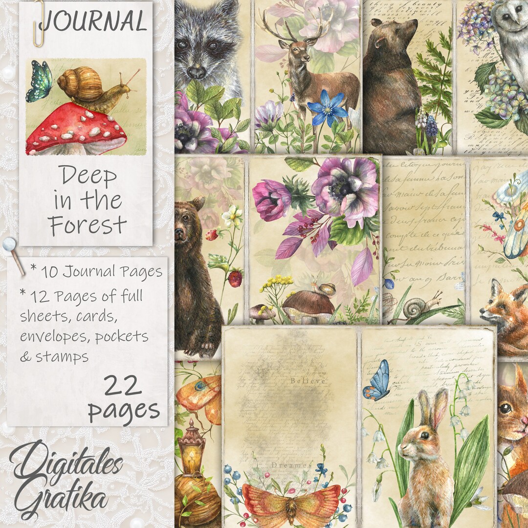 DEEP in the FOREST JOURNAL Kit, Forest Animal Pages, Bear, Pages, Fox ...