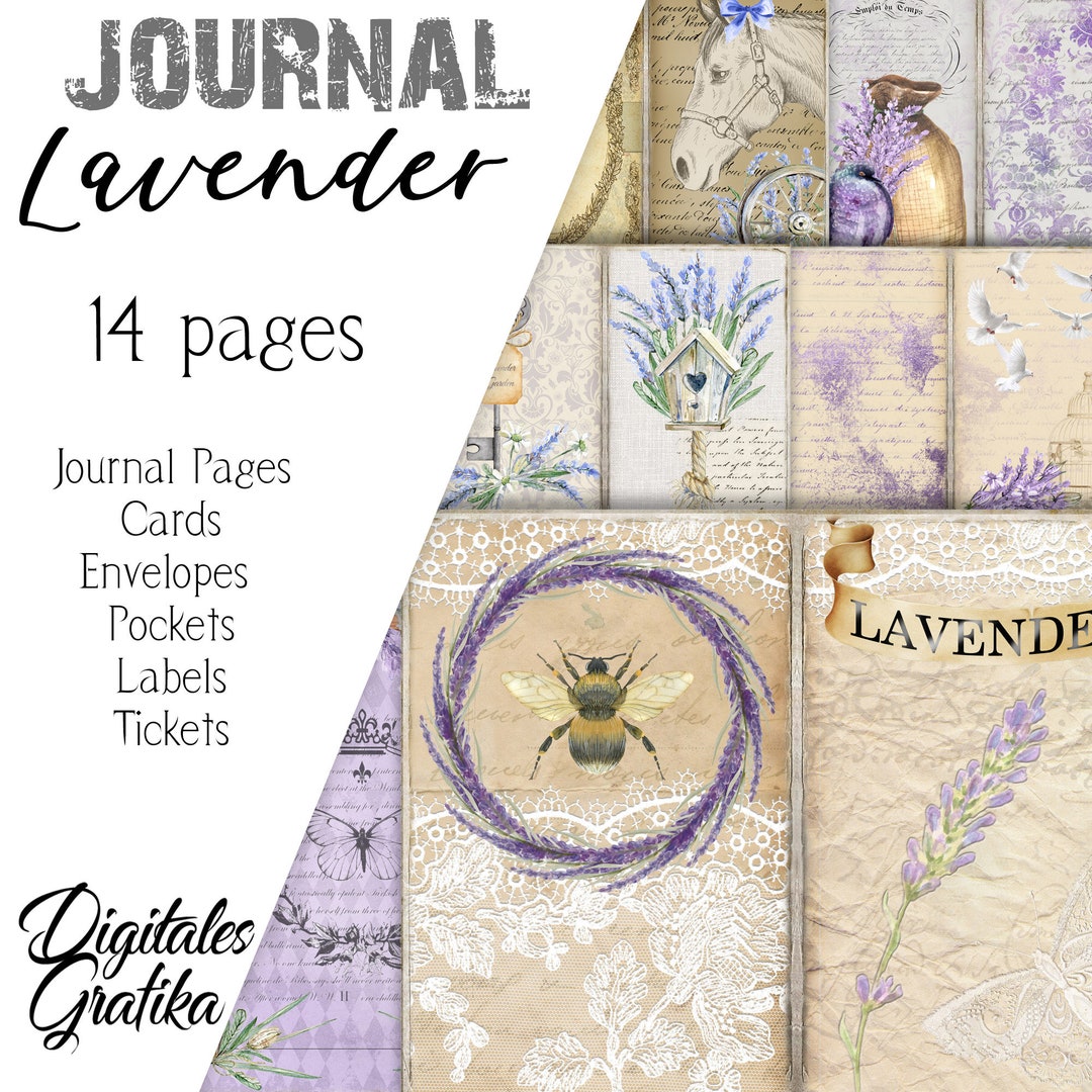 LAVENDER Journal Kit Digital Junk Journal Pages - Etsy