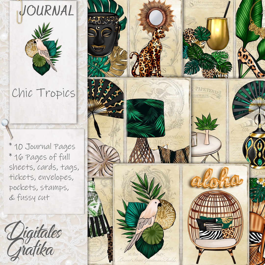 CHIC TROPICS JOURNAL Kit Tropical Journal Pages Envelopes Paper ...