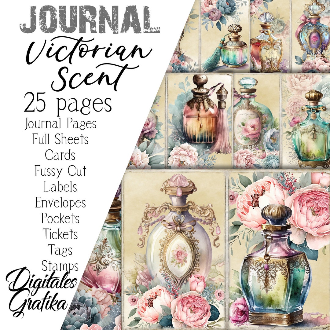 VICTORIAN SCENT JOURNAL Kit, Antique Perfume Pages, Envelopes, Flowers ...