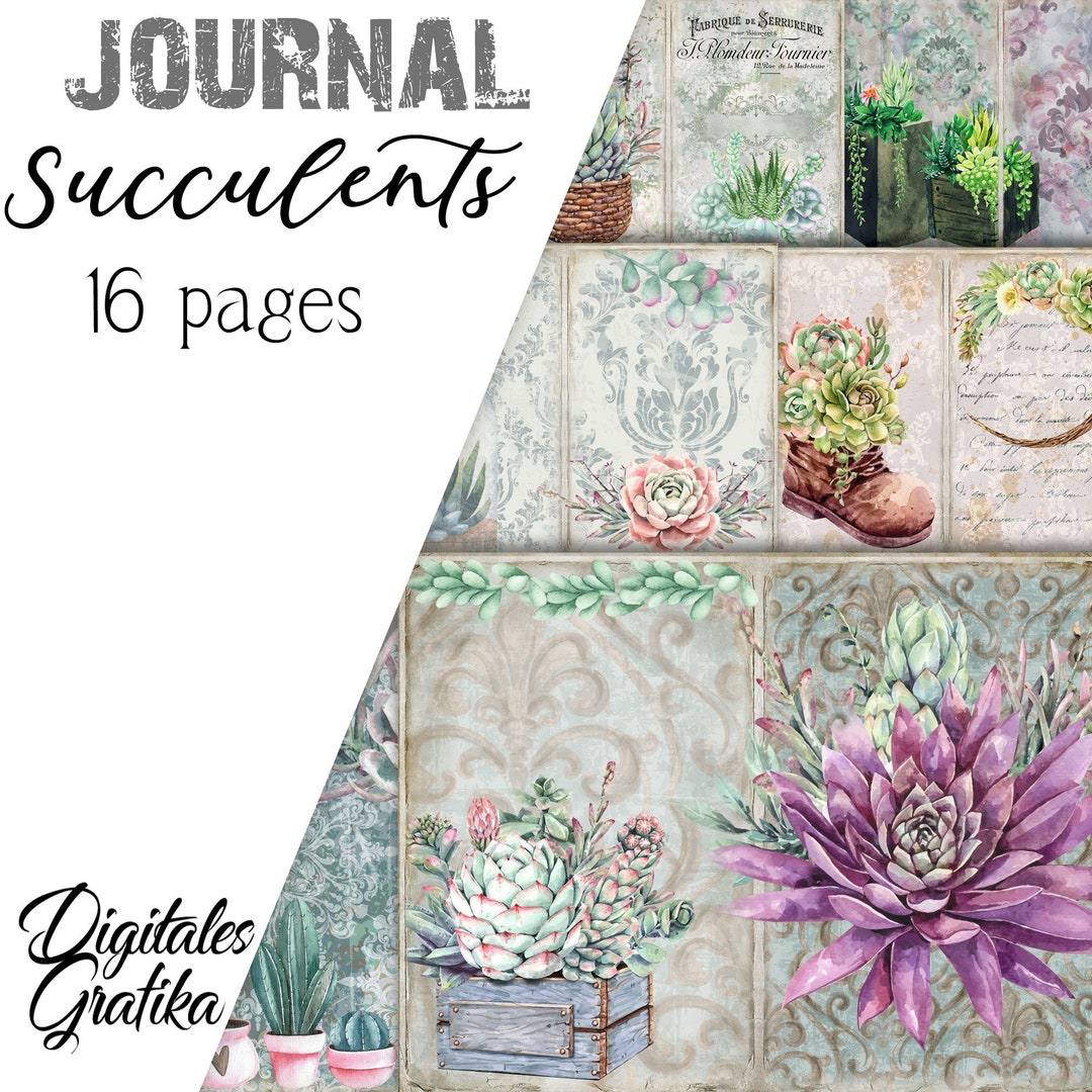 SUCCULENTS JOURNAL PAGES, Instant Download, Printable Junk Journal ...