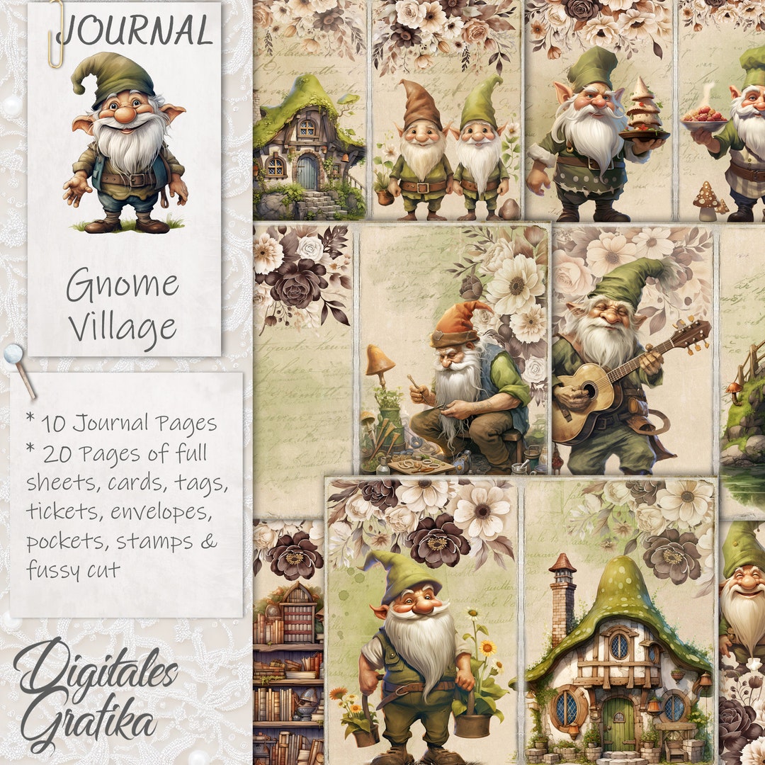 GNOME VILLAGE JOURNAL Kit, Gnomes Junk Journal, Journal Pages, Full ...