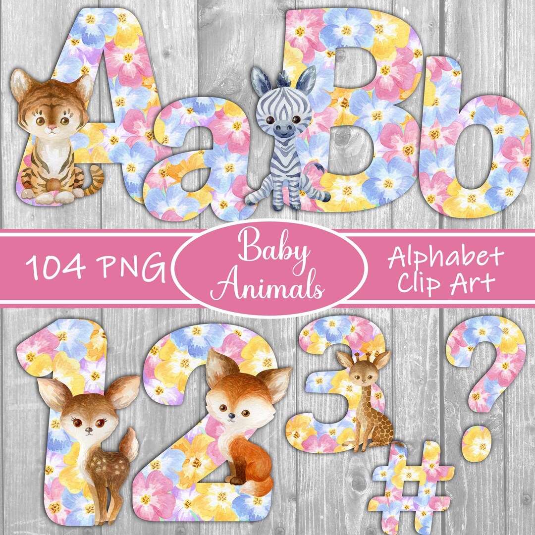 Baby Animal Alphabet Clip Art, Instant Download, Printable Alphabet ...