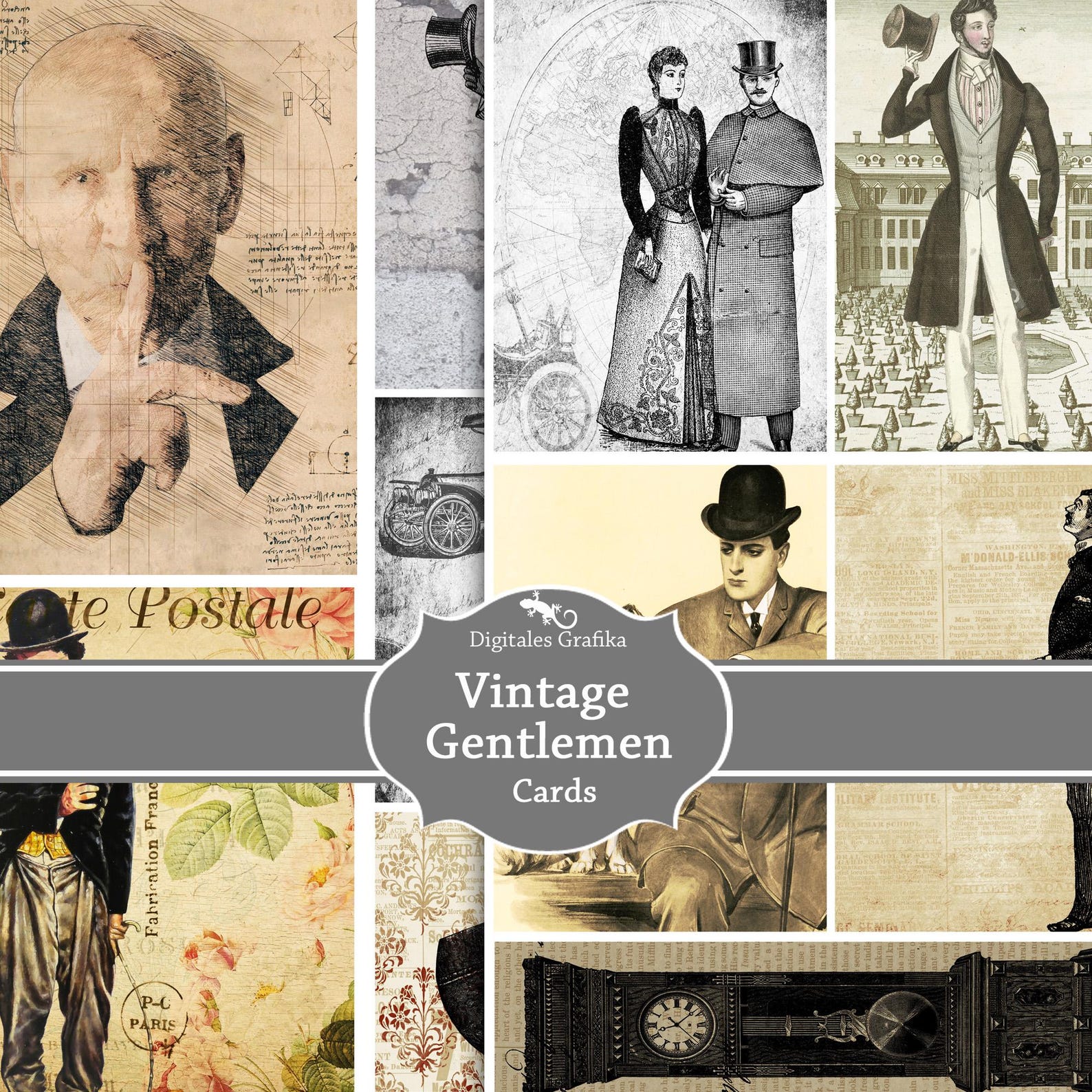 Vintage Gentlemen Journal Cards: Printable Ephemera (digital Download ...