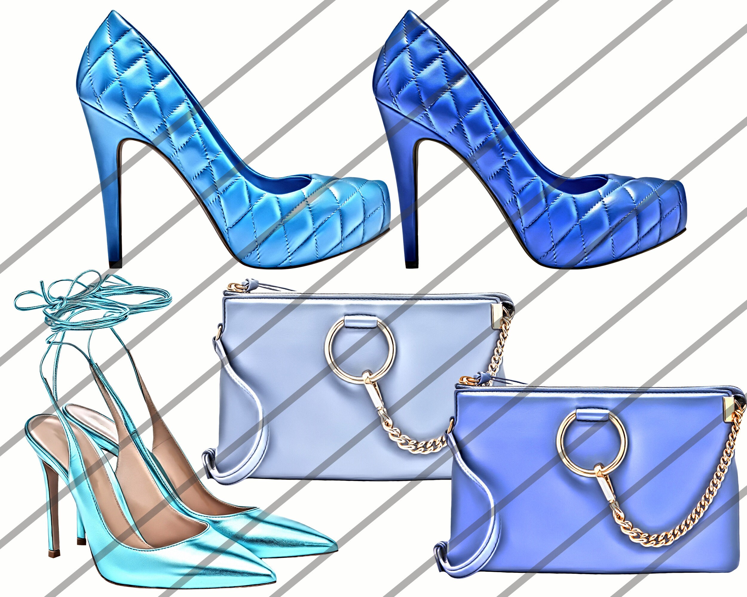 SHADES of BLUE FASHION Clipart High Heels Clip Art Blue - Etsy