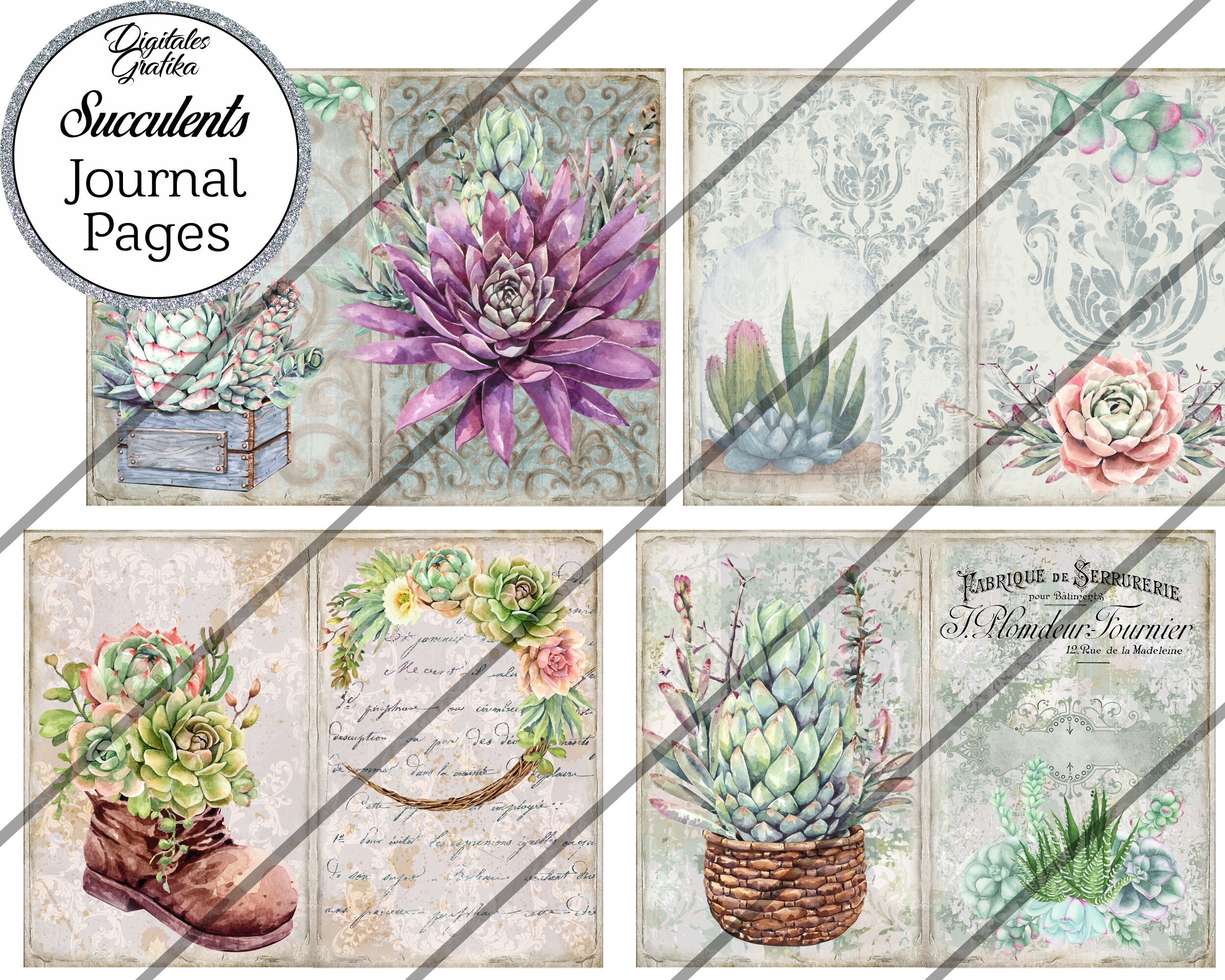 SUCCULENTS JOURNAL PAGES Instant Download Printable Junk - Etsy