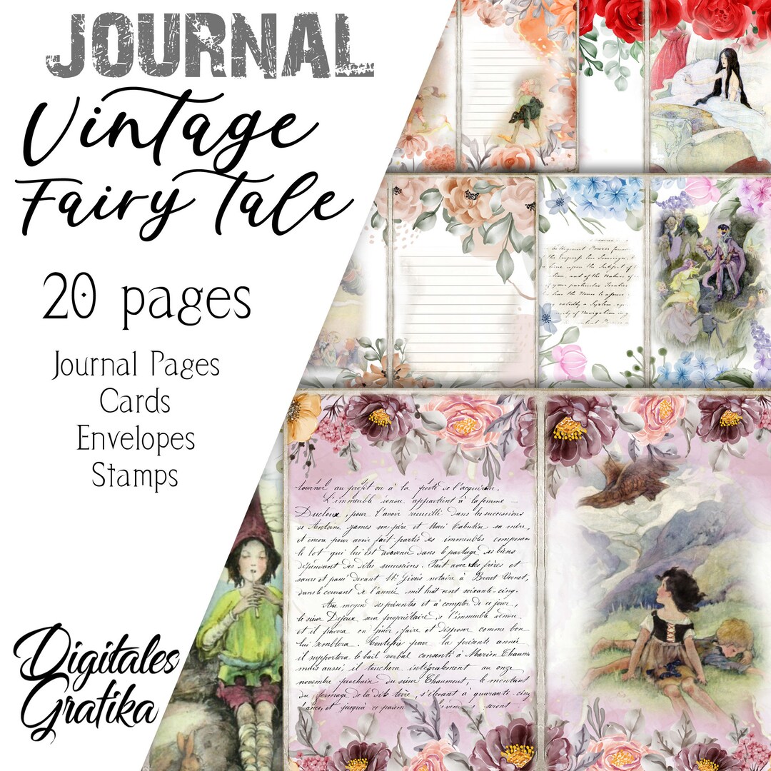 VINTAGE FAIRY TALE Journal Kit, Pages, Envelopes, Fairy Paper, Paper ...