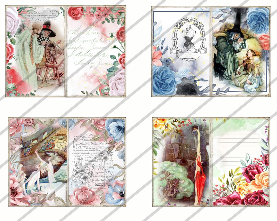 VINTAGE FAIRY TALE Journal Kit Pages Envelopes Fairy Paper - Etsy