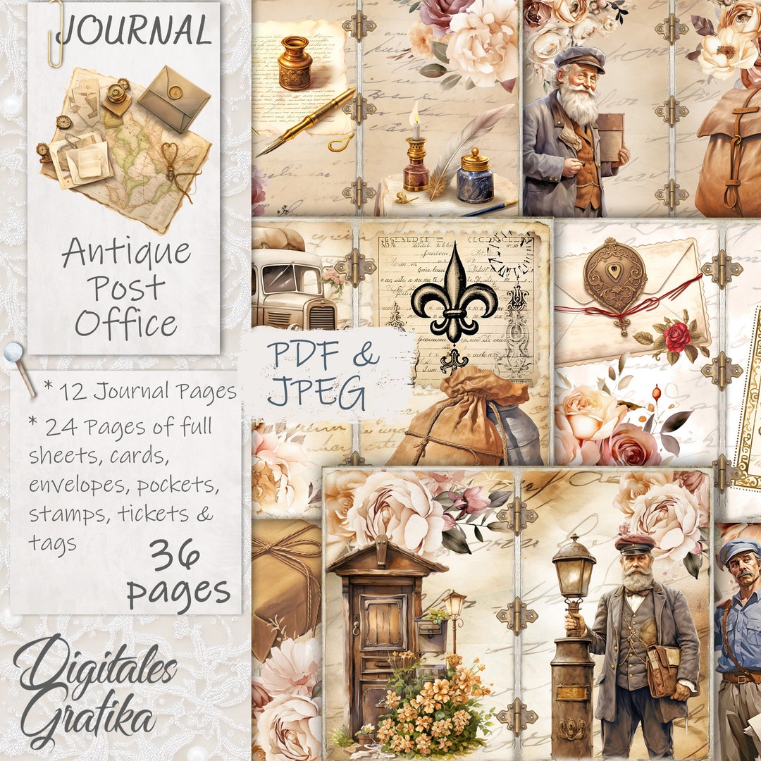 Junk Journal Kit ANTIQUE POST OFFICE, Vintage Junk Journal, Journal ...