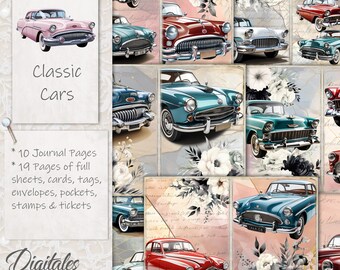 Classic Cars Junk Journal Kit - Etsy
