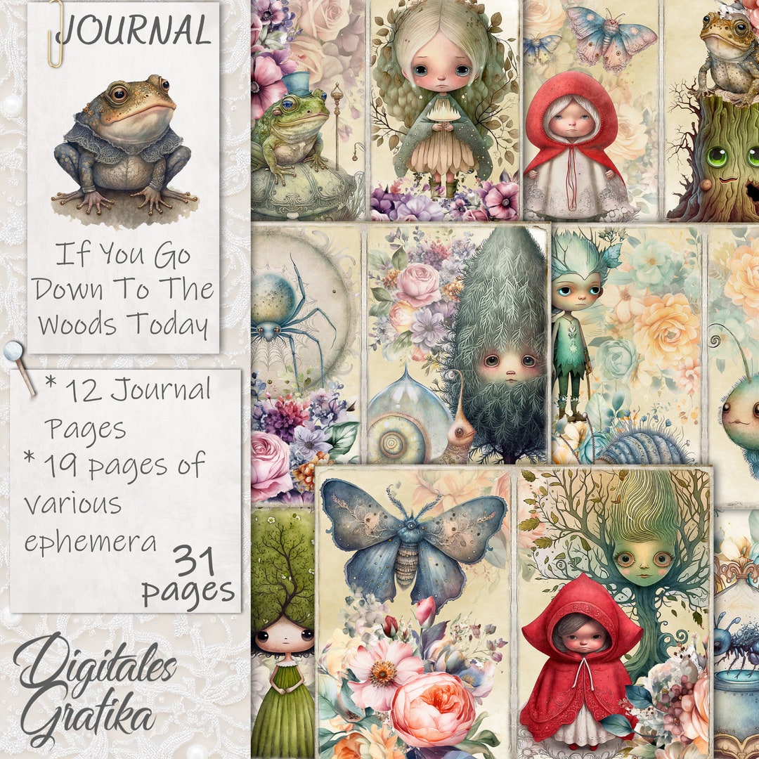 IF YOU GO Down to the Woods Today Journal Kit, Cute Woods Junk Journal ...