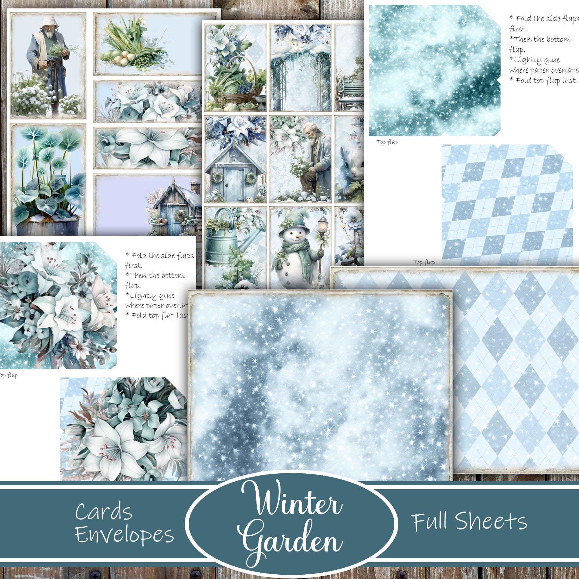 Winter Garden Junk Journal Kit Printable, Snowy Botanical Ephemera ...