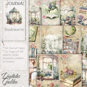 BOOKWORM JOURNAL KIT | Reading Journal | Pages | Envelopes | Paper ...