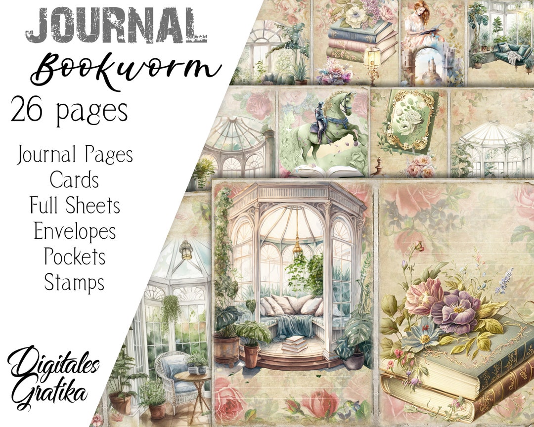 BOOKWORM JOURNAL KIT Reading Journal Pages Envelopes - Etsy