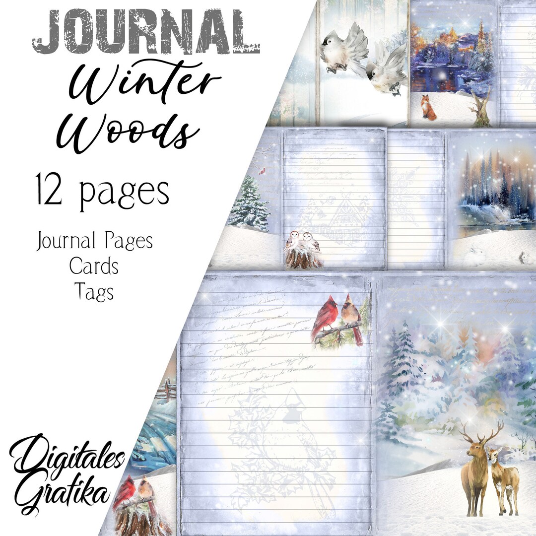 WINTER WOODS JOURNAL Kit, Winter Animals, Paper, Printable, Download ...