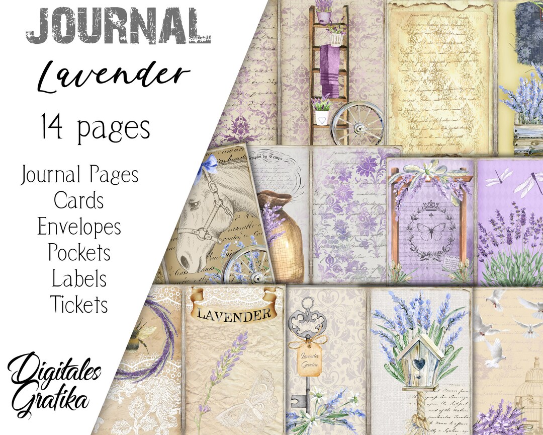 LAVENDER Journal Kit Digital Junk Journal Pages - Etsy