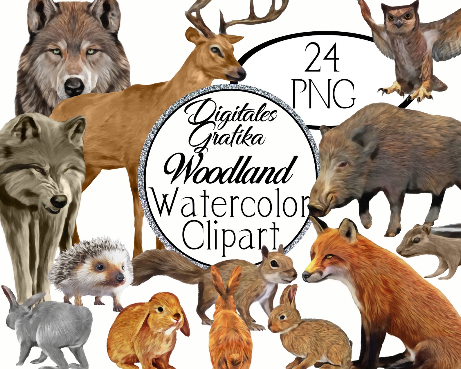WOODLAND WATERCOLOR CLIPART Forest Animals Clip Art Animal | Etsy